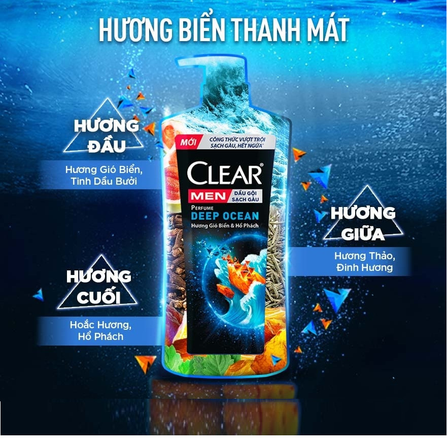 Dầu gội CLEAR MEN Hương Gió Biển Và Hổ Phách Deep Ocean Chai 600g (588ml) | Shopee Việt Nam