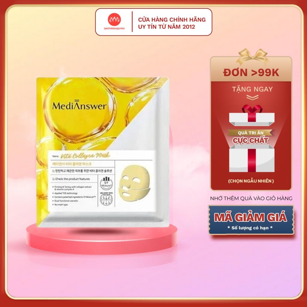 Mặt nạ thạch collagen MediAnswer Vita dưỡng sáng mờ nhăn - miếng mặt nạ ...