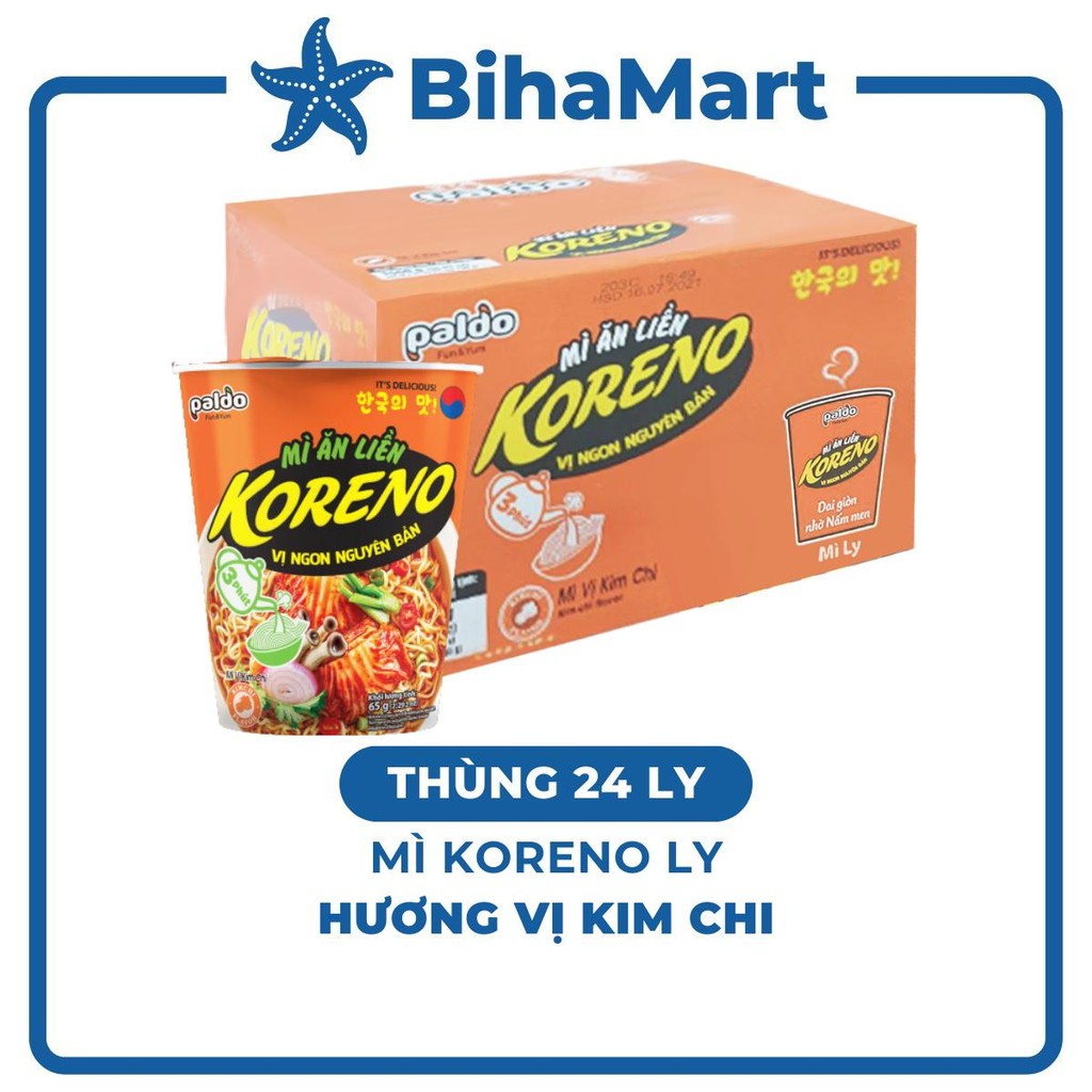 [THÙNG 24 LY] - PALDO - Mì ly Koreno vị Kim chi, Mì ly Kim chi Hàn Quốc Koreno, Koreno mì ly Kim ...