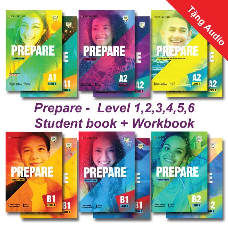 Sách Prepare - Bản 2nd - SB+WB - Level 1,2,3,4,5 Bản in Tặng Audio, đáp ...