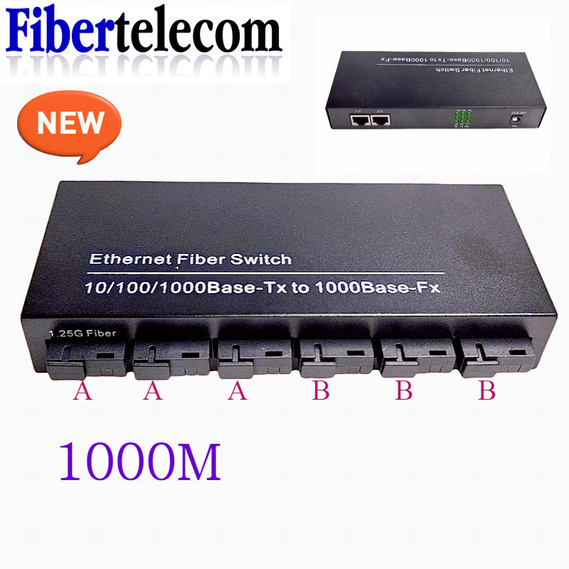 Công tắc sợi quang Gigabit 6 SC 2 RJ45 Ethernet Switch Media Converter ...