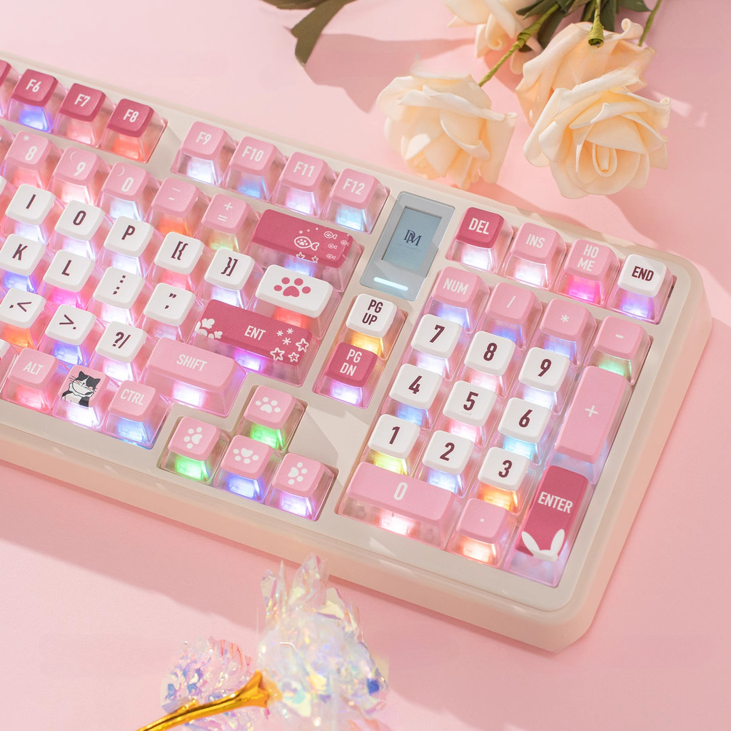 Màu hồng mờ Meow Keycap MDA Profile Chất liệu PBT DYE-sublimation Bàn ...