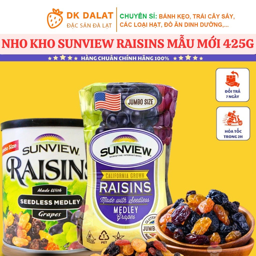 Nho Khô Sunview Raisin 425g Mỹ - Hạt To, Hộp Sang Trọng, Nho Khô Ngon ...