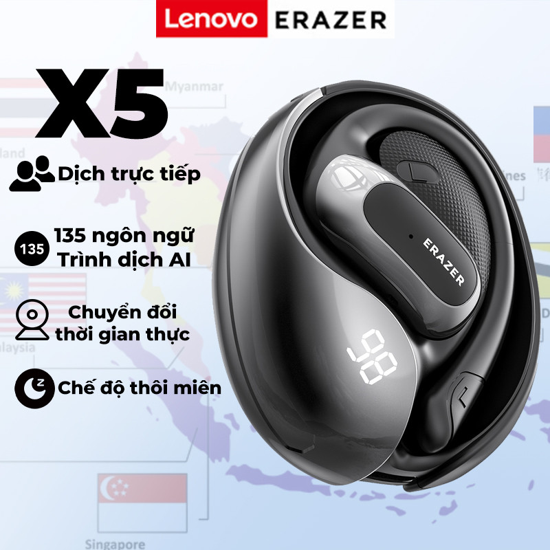 Lenovo Erazer X5 Tai nghe mở Tai nghe Bluetooth 5.4 Tai nghe không dây IPX5 Tai nghe thể thao ...