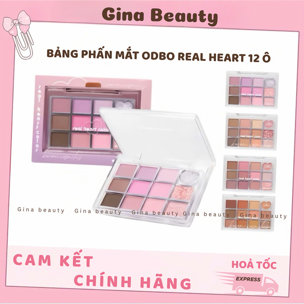 [ODBO] Bảng mắt odbo 12 Ô Màu Real Heart phấn mắt ODBO Nội Địa Thái Lan Trái Tim Đa Dạng Màu Sắc ...