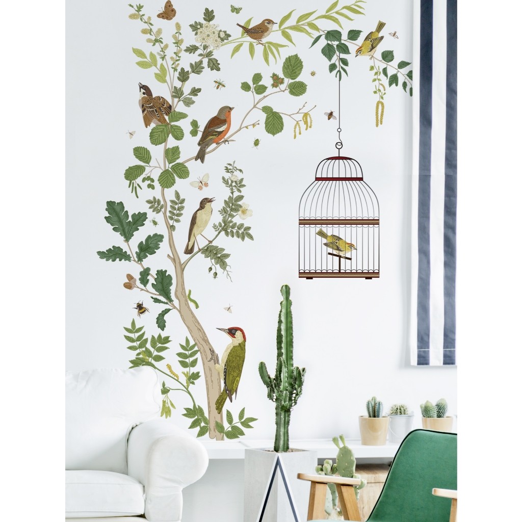 Decal dán tường mẫu Lồng Chim Sticker tranh dán tường trang trí cửa ...