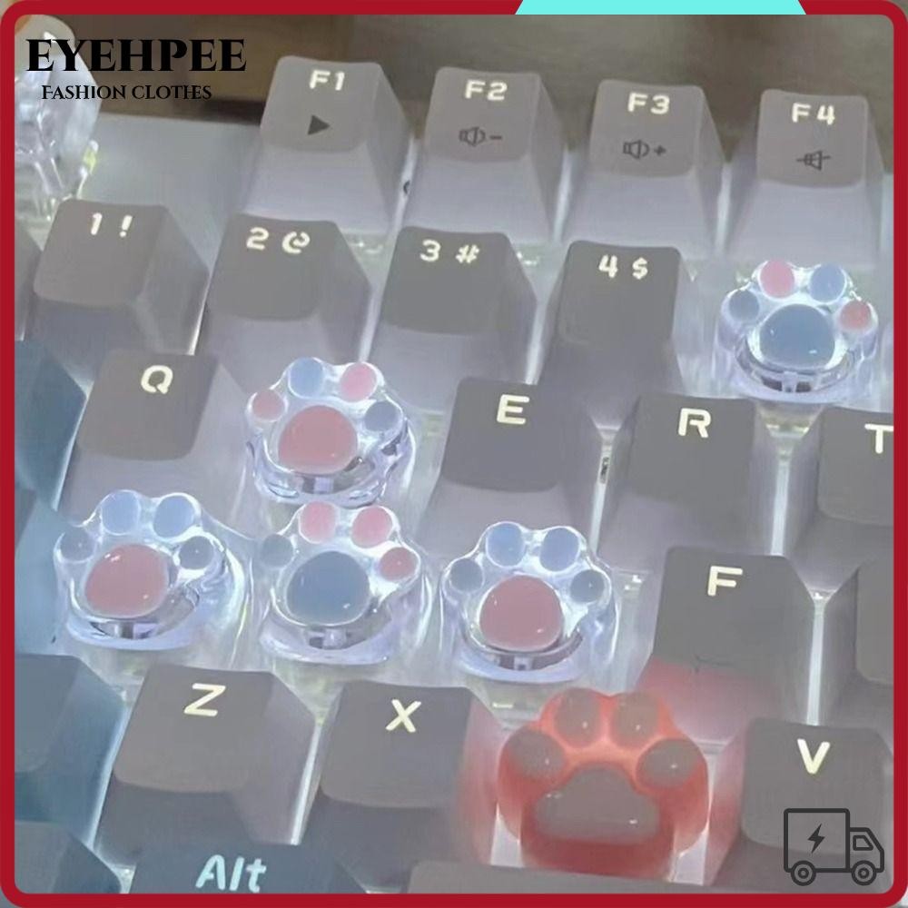 Eyehpee 1 / 4 Cat Keycap, Pink Blue Cross Axis Bàn Phím Cơ Key Cap, Dễ Thương Mờ DIY Resin ESC ...