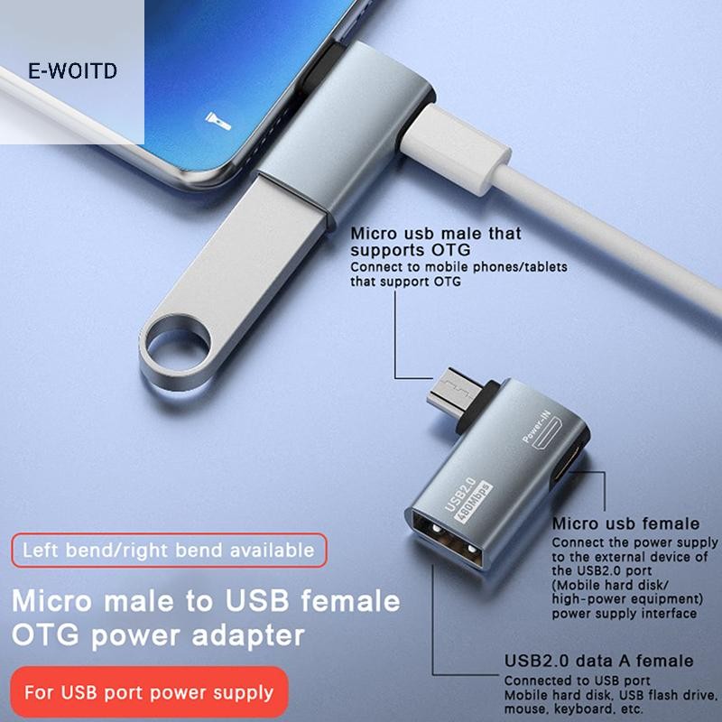Bộ chuyển đổi cáp E-WOITD OTG 4K 90 độ chạy bằng góc trái Micro USB sang USB Bộ chuyển đổi OTG ...