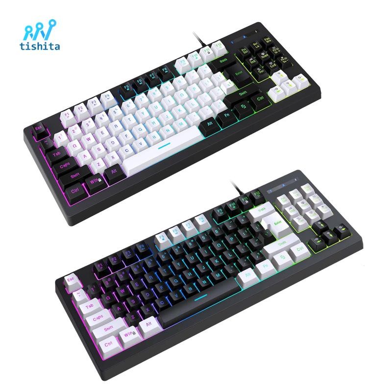 Bàn phím máy tính game thủ có dây 87 phím RGB Lighting Color Keycaps ...