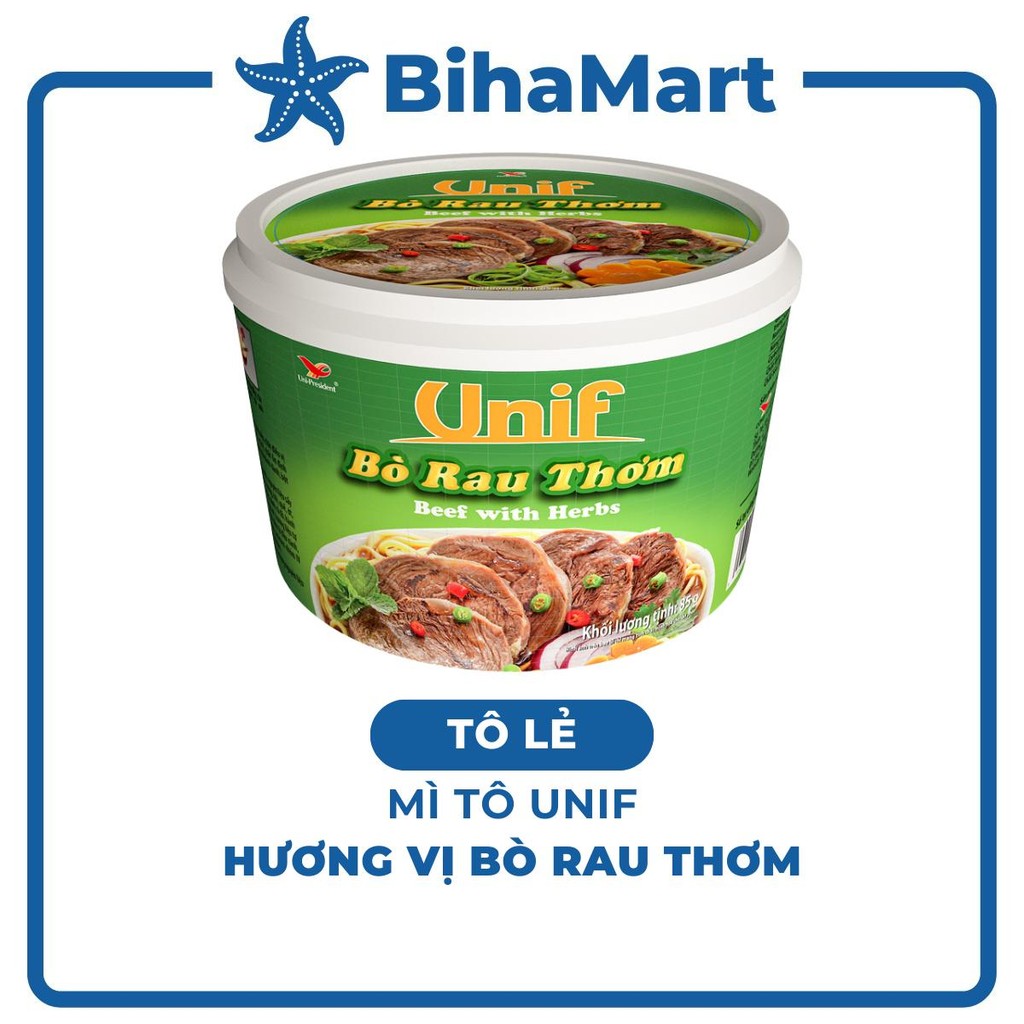 [TÔ LẺ] - UNI-PRESIDENT - Mì tô Unif hương vị Bò rau thơm, Mì Unif tô ...
