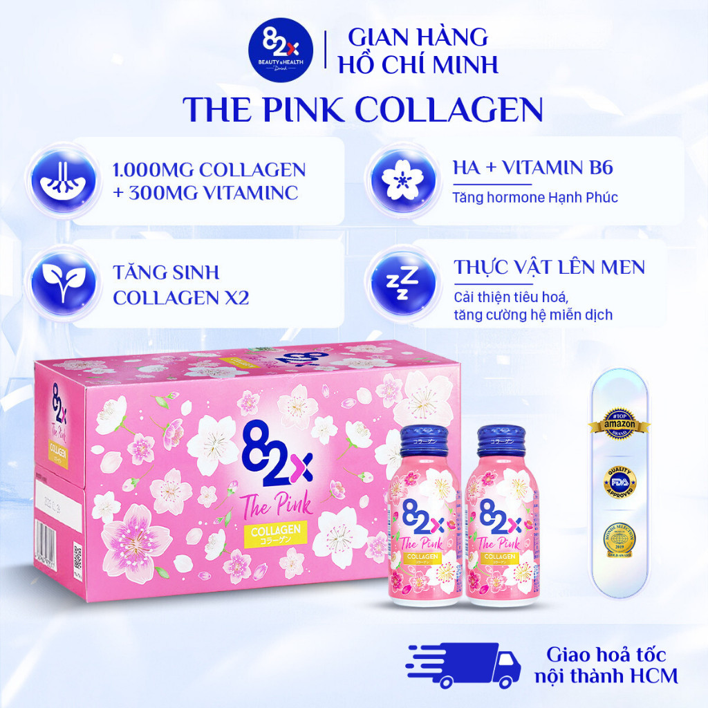[HCM] [Hộp 10 lon] Collagen Dạng Nước 82X THE PINK Hàm Lượng 1000mg ...