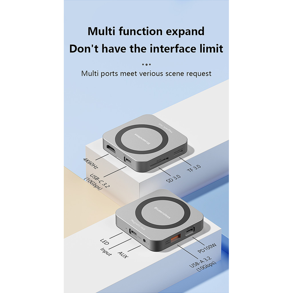 Blueendless Cho M.2 NVME M Key / B & M Key 2230 SSD USB3.2 Hub Type-C Multiport Docking Station ...