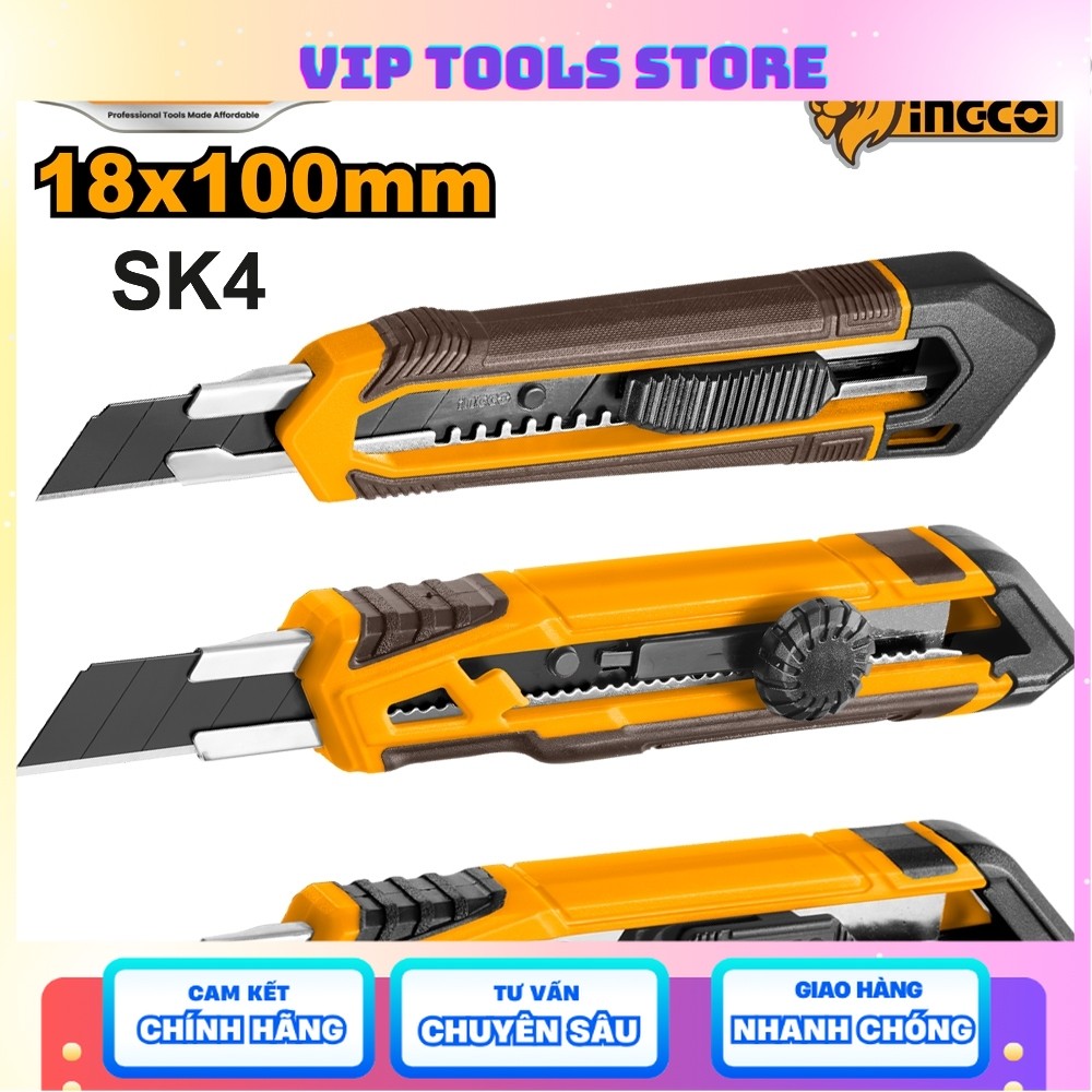 Dao rọc giấy 18x100mm Chiều dài: 179mm 173mm 158mm Ingco HKNS11815 ...