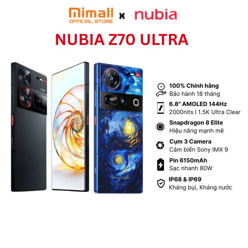 [Mở bán từ 15.05] Điện thoại Nubia Z70 Ultra I Snapdragon 8 Elite I Màn ...