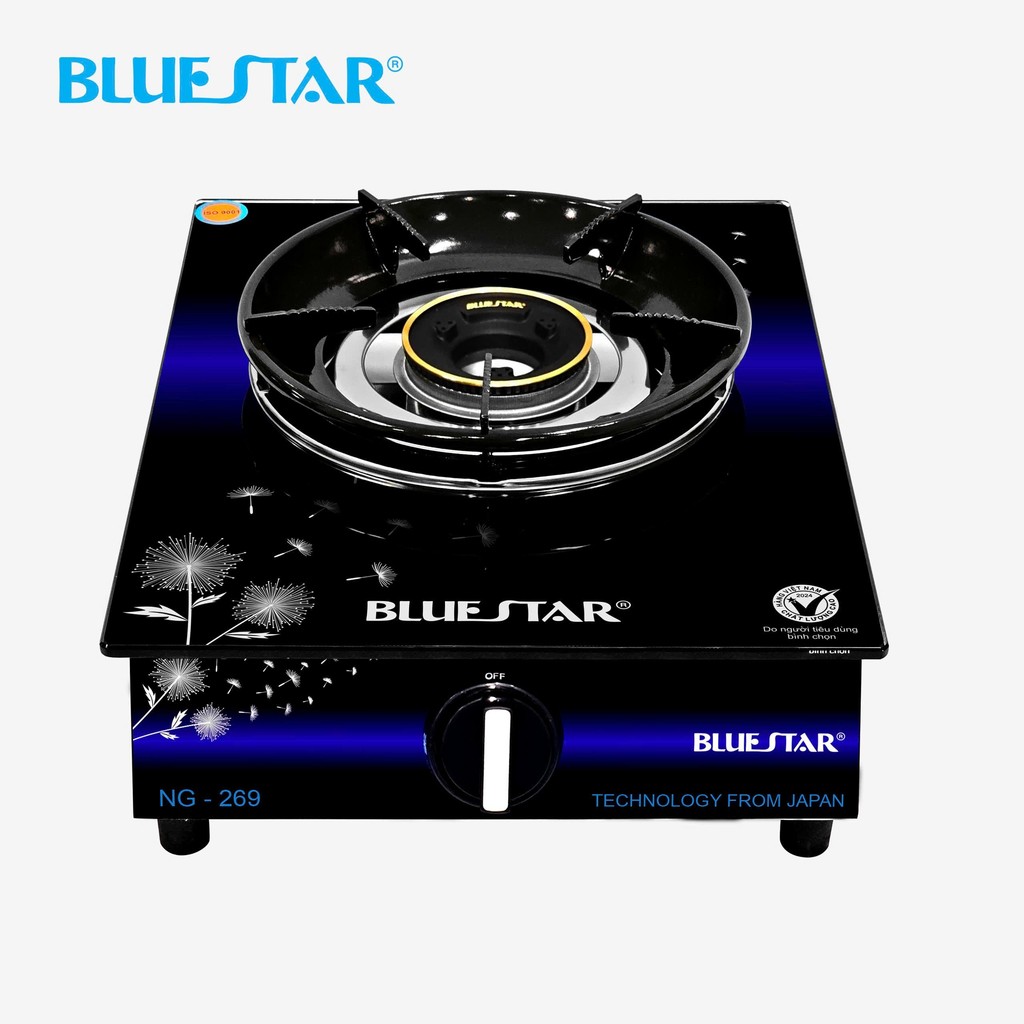 BẾP GAS ĐƠN MẶT KÍNH BLUESTAR NG-269V82. MẶT KÍNH CƯỜNG LỰC 7MM, SEN ĐỒNG, ĐÁNH LỬA MAGNETO ...