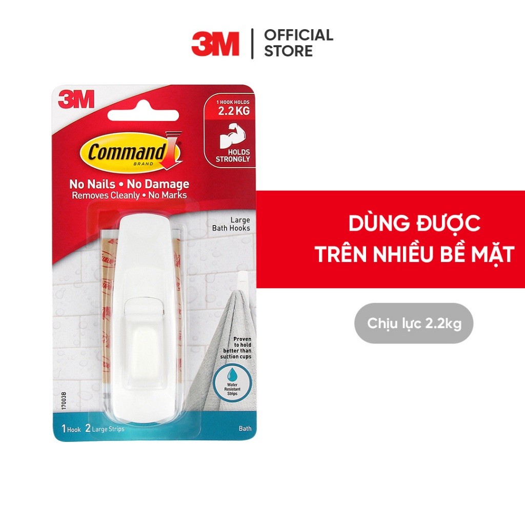 Móc dán tường chịu lực 2.2kg 3M™ Command™, 17003, độ bền cao, bám cực ...