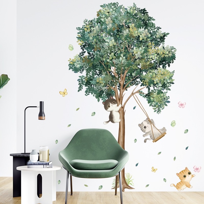 Decal dán tường mẫu cây xanh và xích đu Sticker Tranh Dán tường trang ...