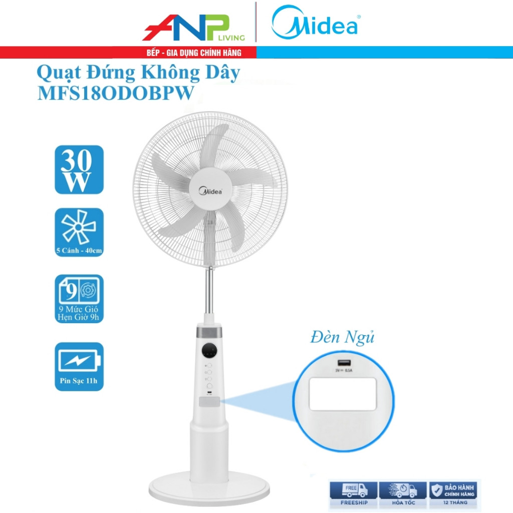 Quạt Cây Đa Năng Midea MFS18ODOBPW / FS45-23MRD (Động Cơ DC inverter ...