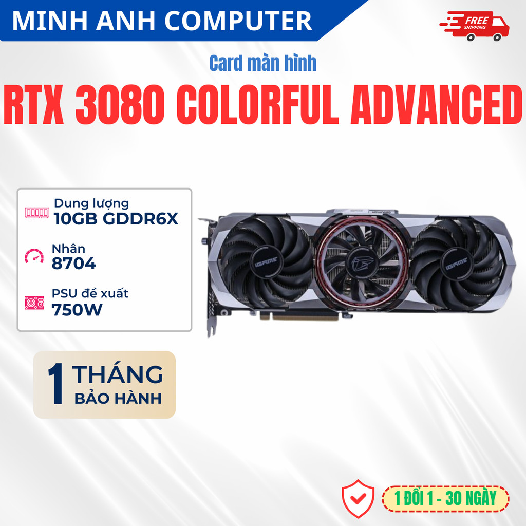 Card Màn Hình Colorful Igame Geforce RTX 3080 Advanced Oc 10G Lhr -V ...