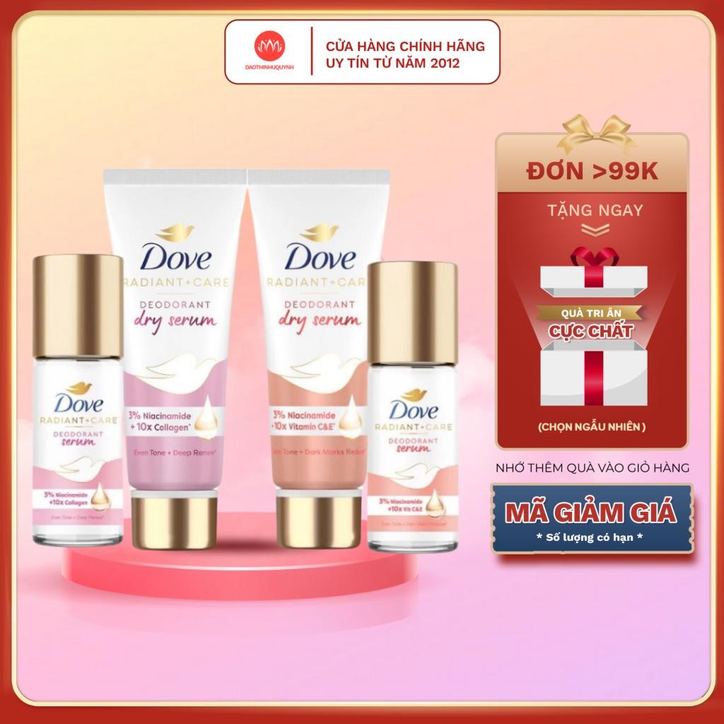 Lăn khử mùi Dove giảm thâm sáng da cao cấp - kem nách tinh chất serum ngăn mùi dove 3% ...