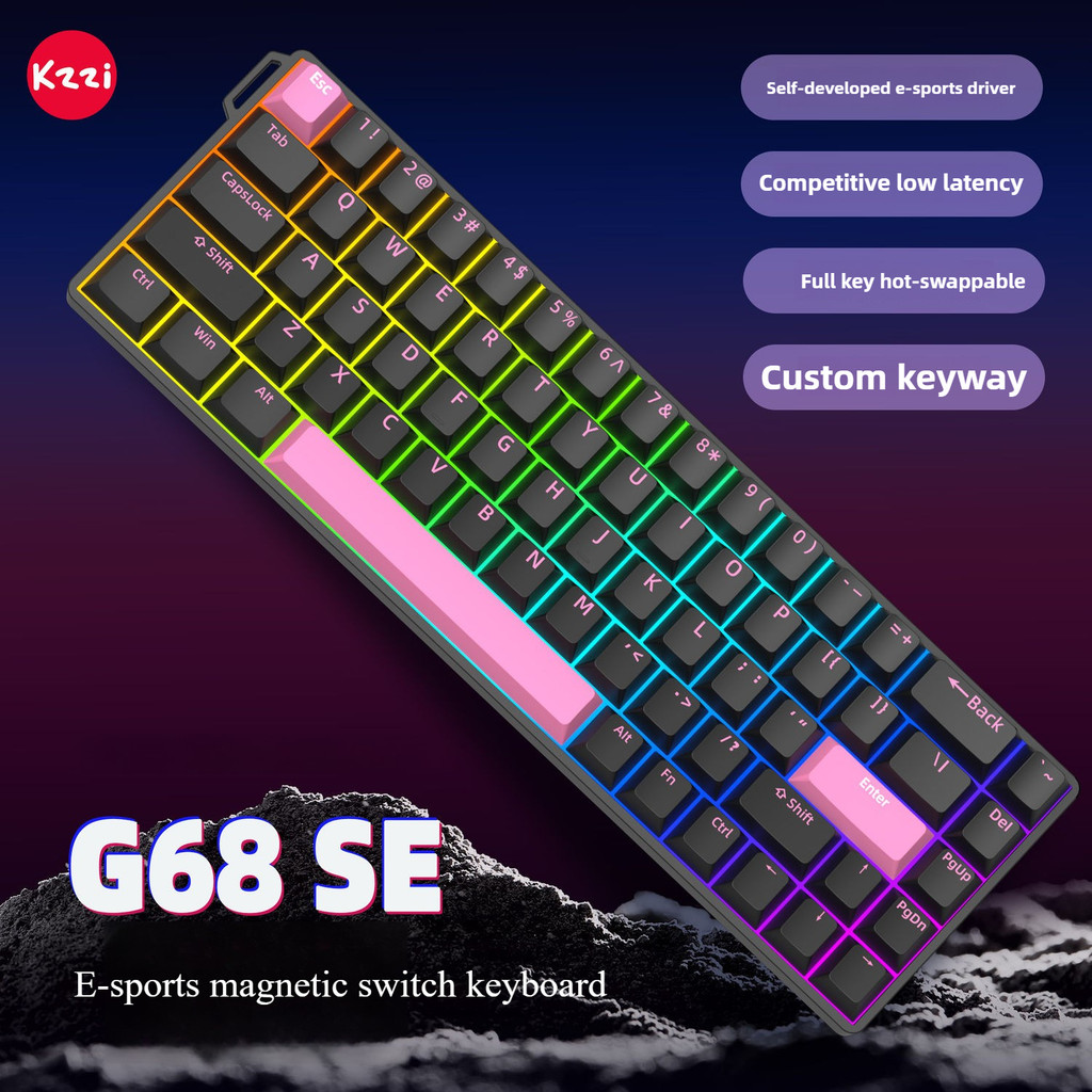 Kzzi G68SE Công tắc từ tính Bàn phím cơ có dây Tùy chỉnh Khay đèn RGB-mount Full-key Hot ...
