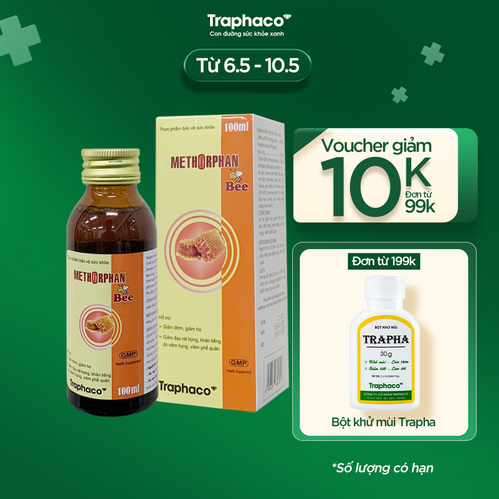 Siro Giảm Ho Methorphan Bee Traphaco - Hỗ Trợ Giảm Ho, Đau Rát Họng ...
