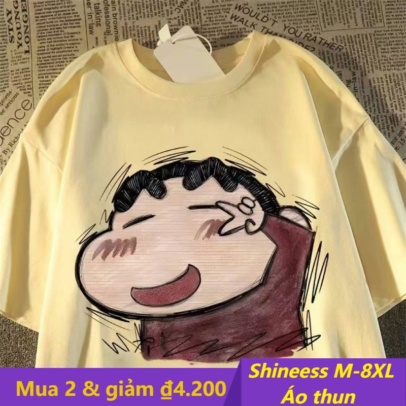 [Shineess] Áo thun M-8XL Mùa hè Nhật Bản vui nhộn Phim hoạt hình Crayon ...