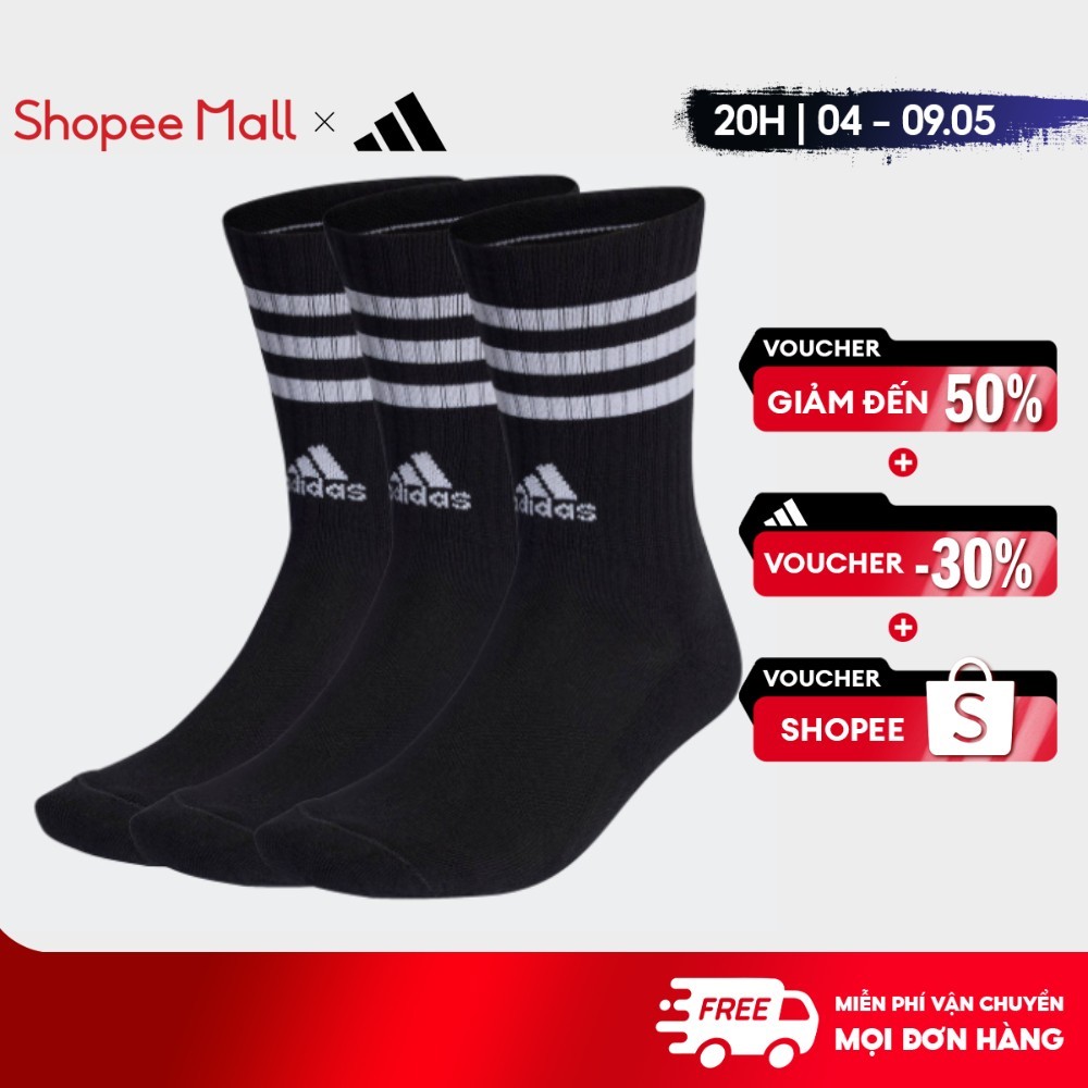 adidas Lifestyle & Basketball 3-Stripes Cushioned Crew Socks 3 Pairs ...