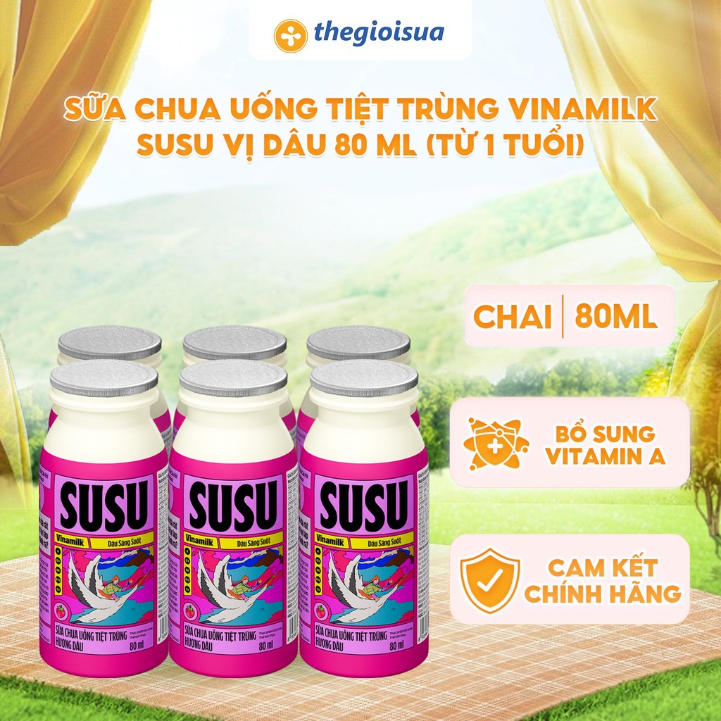Sữa chua uống tiệt trùng Vinamilk SuSu vị dâu 80 ml (từ 1 tuổi) - Giao ...