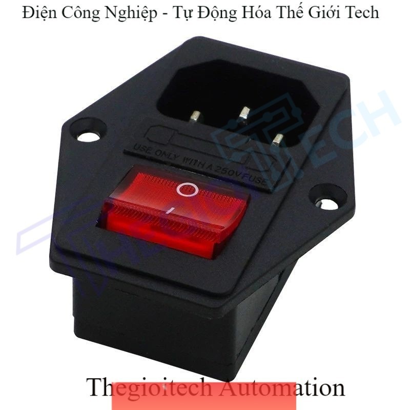 Ổ Cắm Điện Jack AC 3 Chấu Chân Pin C14 3 Trong 1 | Công Tắc Ngắt Mạch ...