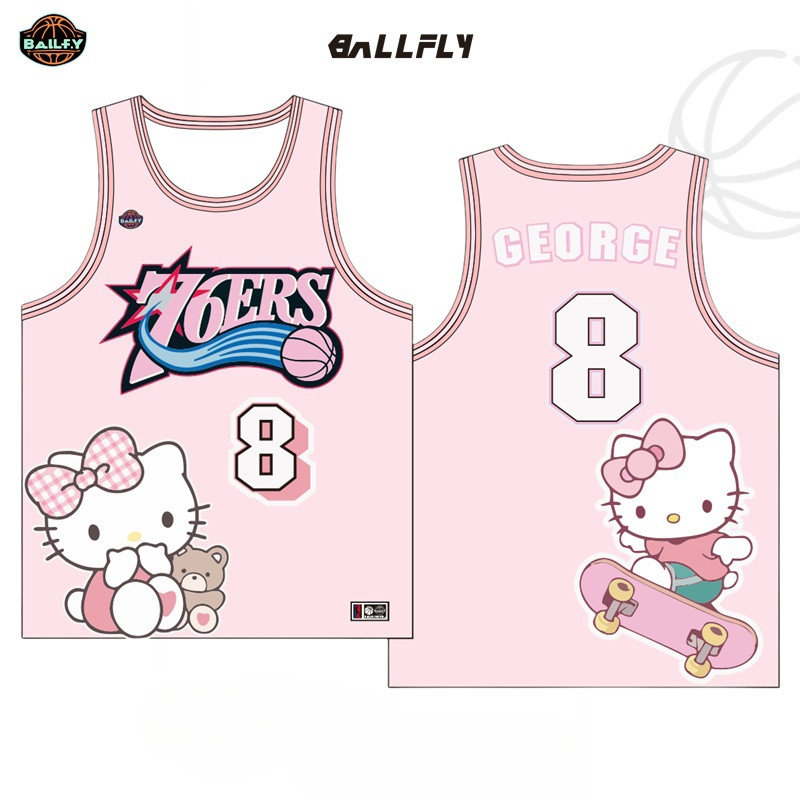 Áo Vest hoạt hình Hello Kitty Paul George Jersey tùy chỉnh dành cho học ...