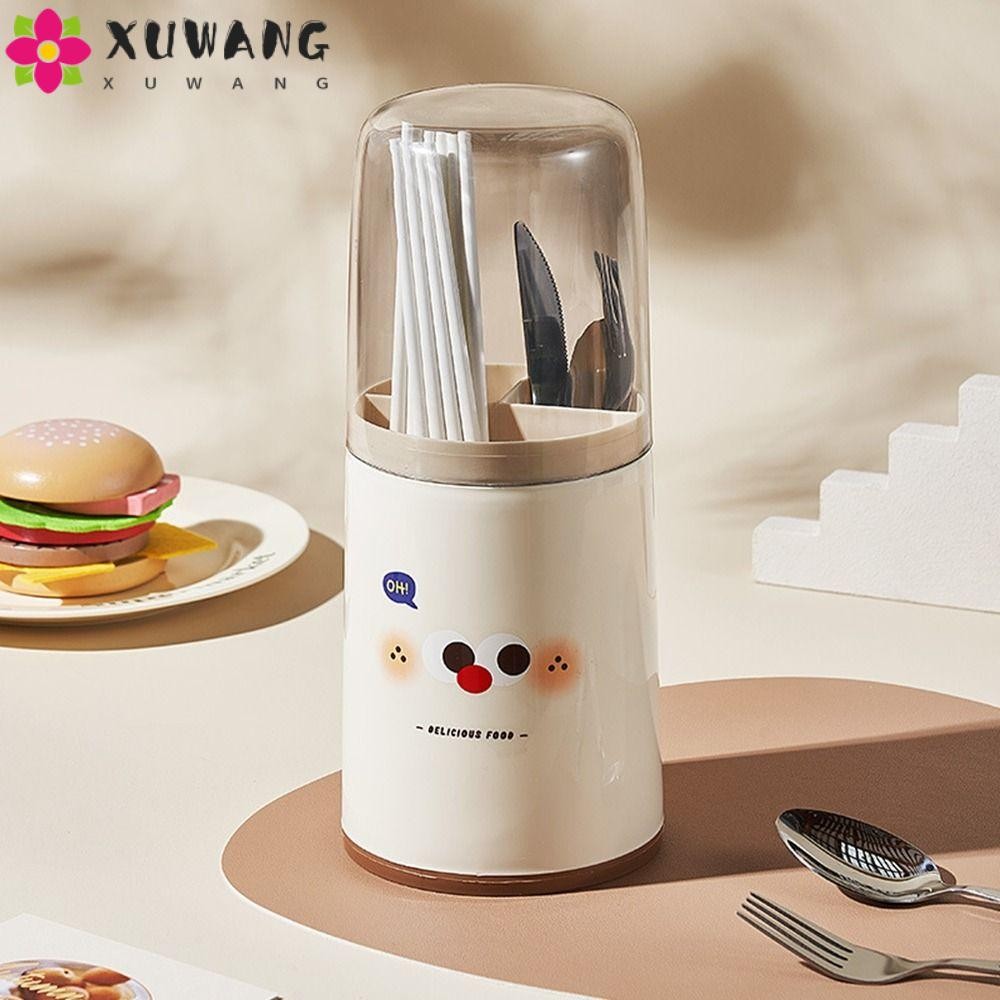 Hộp lưu trữ đũa XUWANG, Hộp lưu trữ dao kéo tròn có thể thoát nước trong suốt, Nhựa thực tế có ...