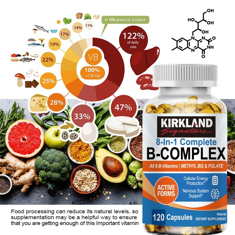KIRKLAND Phức hợp Vitamin B 8 trong 1 thúc đẩy chuyển hóa sắt, hỗ trợ ...