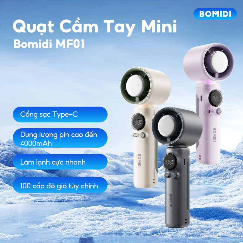 Quạt Mini Quạt Phản Lực Cầm Tay Bomidi-MF01- 100 Gear Tốc Độ Gió Có Thể ...