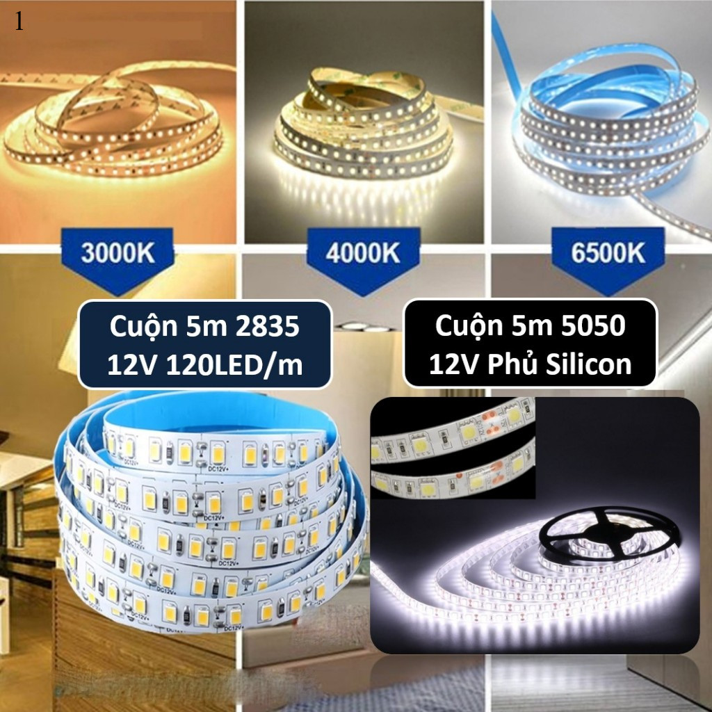 led dây 12v 2835 siêu sáng 240 chip led/m, cuộn 5m mạch đồng | Shopee Việt Nam