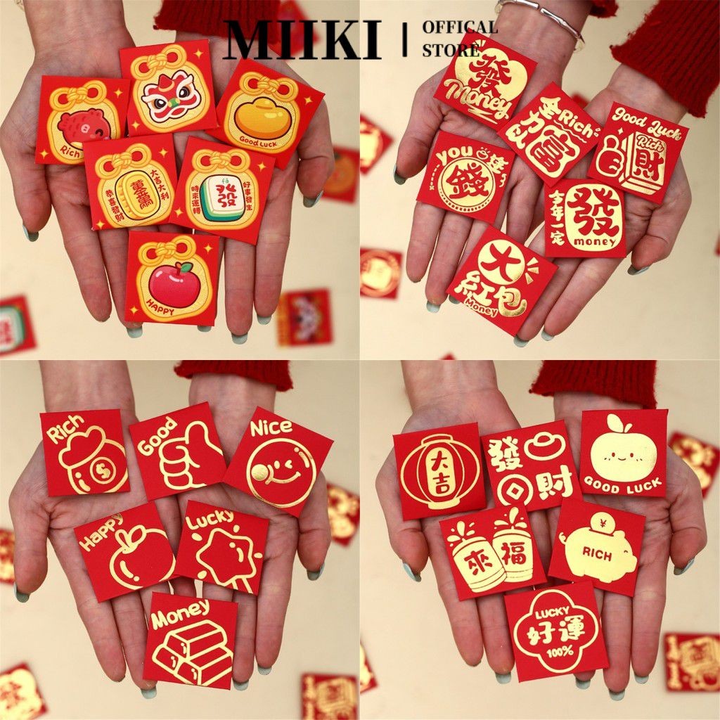 EELHOE 6 cái 2025 Năm Rắn Bao lì xì Túi vuông đỏ Năm mới Mini Phong bì ...
