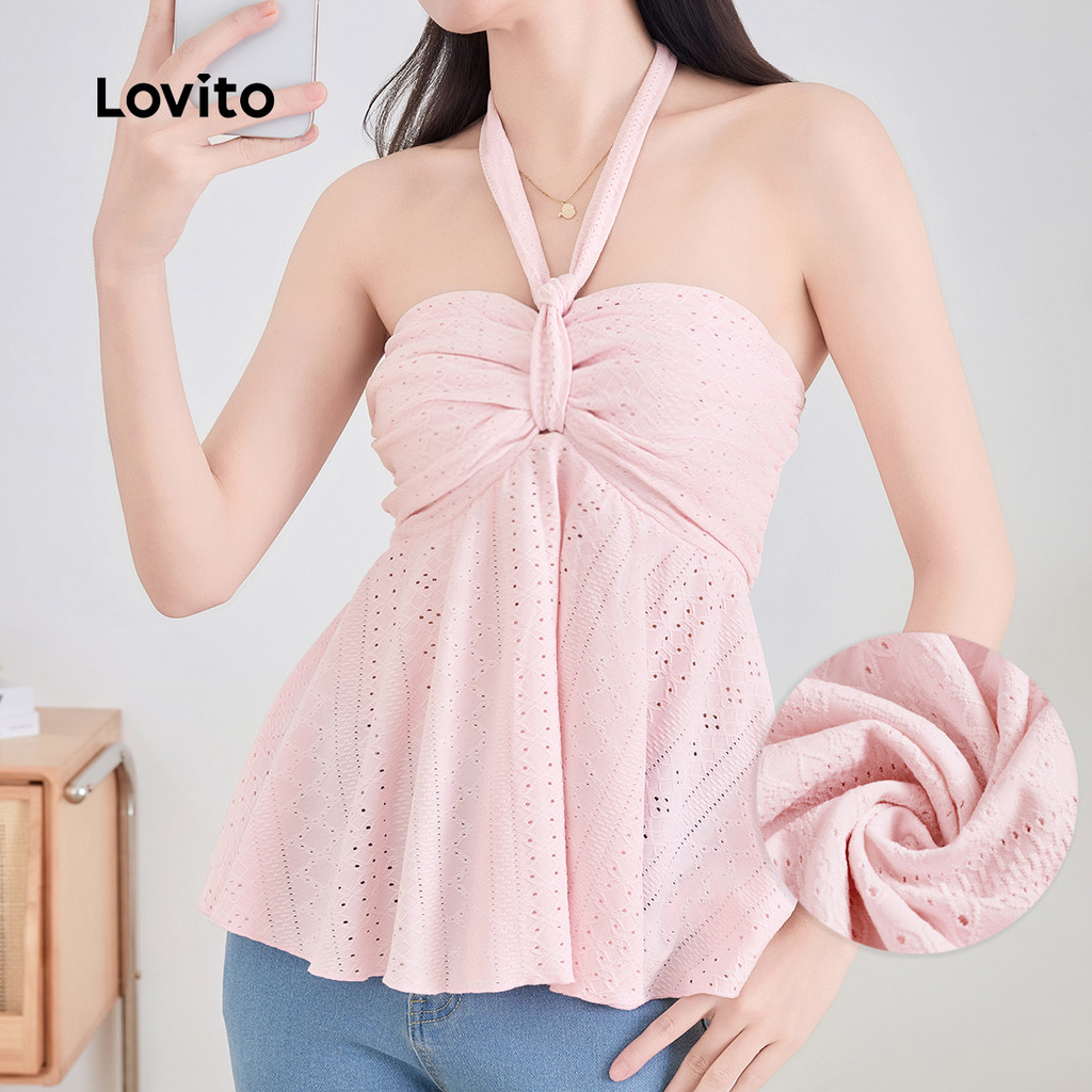 Lovito Áo Tank Jacquard đeo vai trơn lạnh thông thường dành cho nữ L128ED528 | Shopee Việt Nam