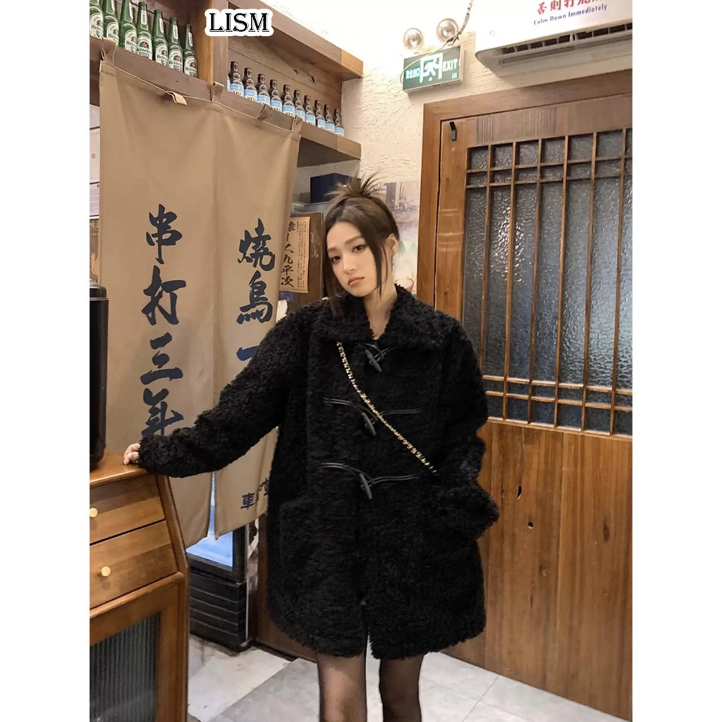 Lism Lamb Wool Coat Nữ 2024 Mới Thu Đông Nữ Mặc Duffle Khóa Dài Giữa ...