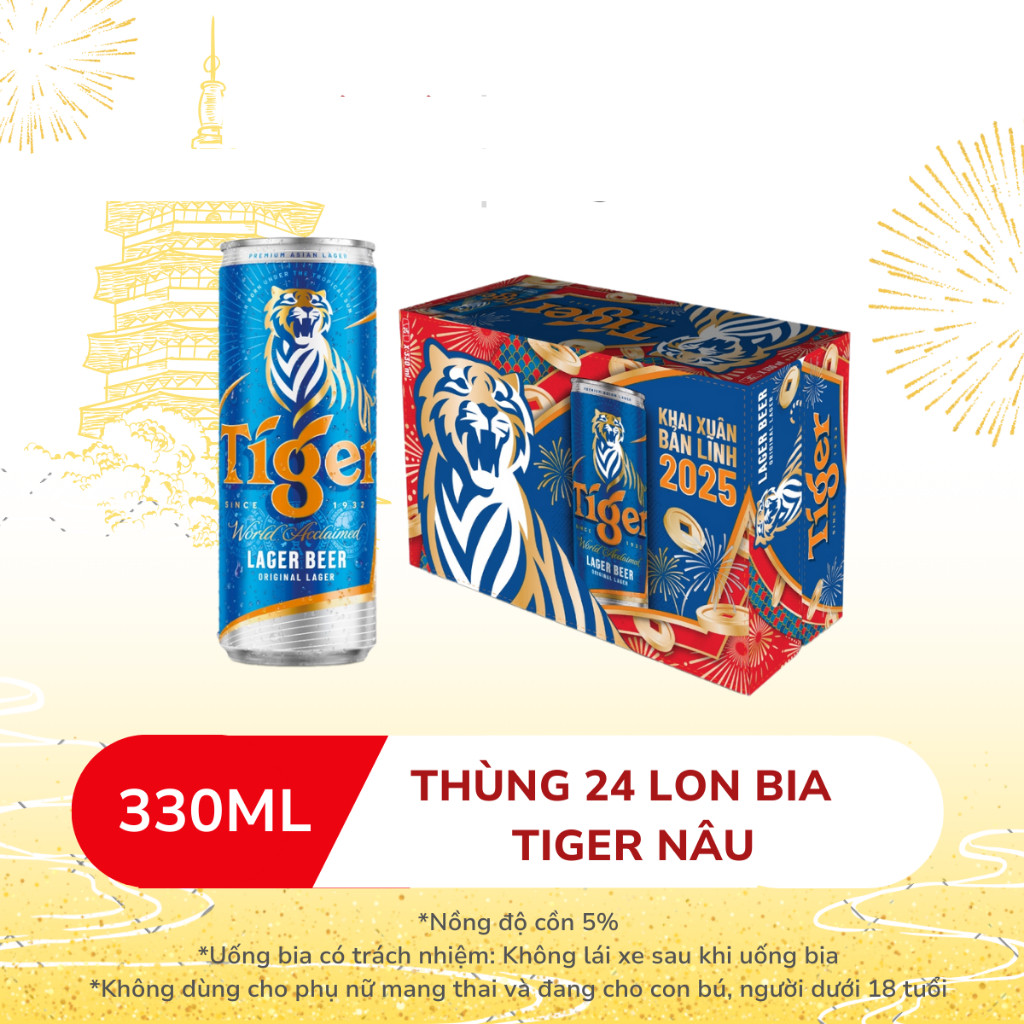 Bia TIGER Nâu 330ml - Nồng độ cồn 5% (Thùng 24 lon) (Date xa) | Shopee ...
