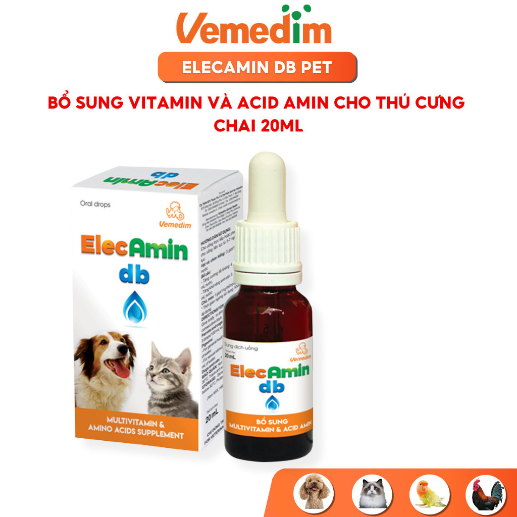 Siro cho chó mèo chim cảnh Vemedim Elecamin db cung cấp vitamin tăng đề ...