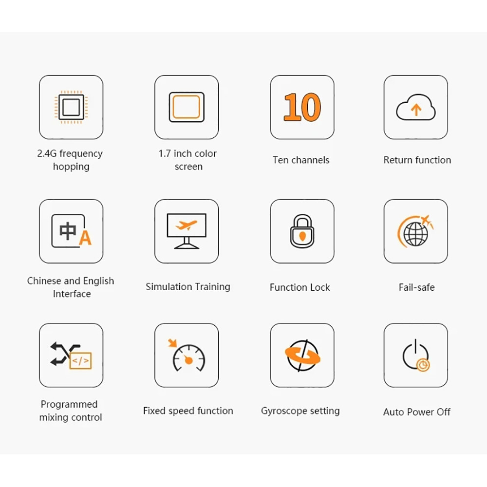 Hotrc HT-10A RC Máy Phát 10CH 2.4G Màn Hình 1.7Inch Với Bộ Thu F-10A Cho Máy Bay Mô Hình Thuyền ...