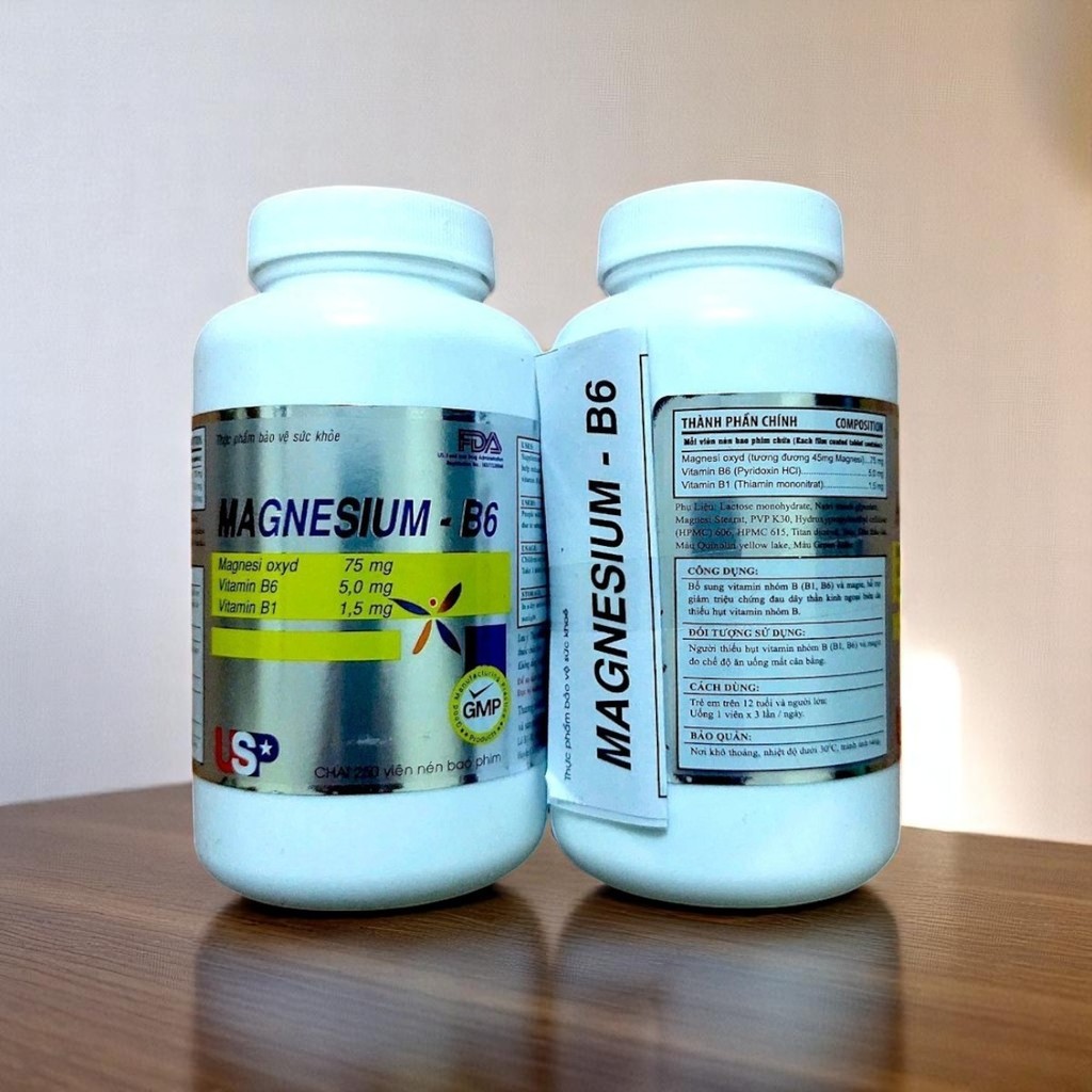 Magie B6 Magnesium B6 lọ 250 viên uống giúp bổ sung magie và vitamin B1 ...