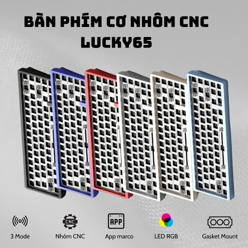 Bàn phím cơ full nhôm CNC Lucky 65 V2 PCB 1.6mm - 3 mode kết nối - Nhôm ...