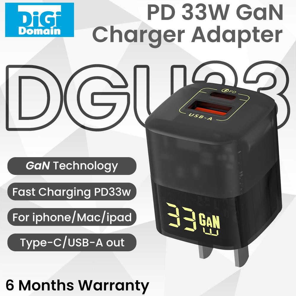Bộ sạc nhanh Digi PD 33W GaN Bộ chuyển đổi trong suốt PD 3.0 Bộ sạc tường Type-C USBA 2 cổng Bộ ...