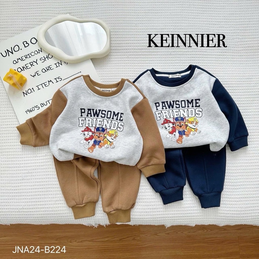 [KEINNIER] JNA24-B224 Set bộ bé trai nỉ in hình chó cứu hộ size 80-130(9-24kg) | Shopee Việt Nam