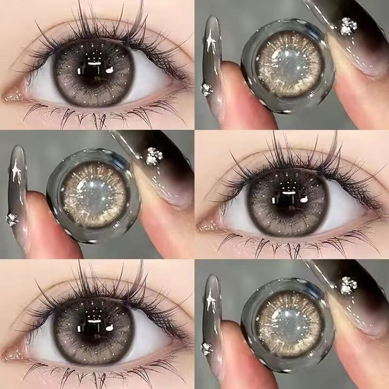 Set 2 Kính Áp Tròng Màu Đen contact lenses 0 ~ -8.00 black len 14.2mm ...