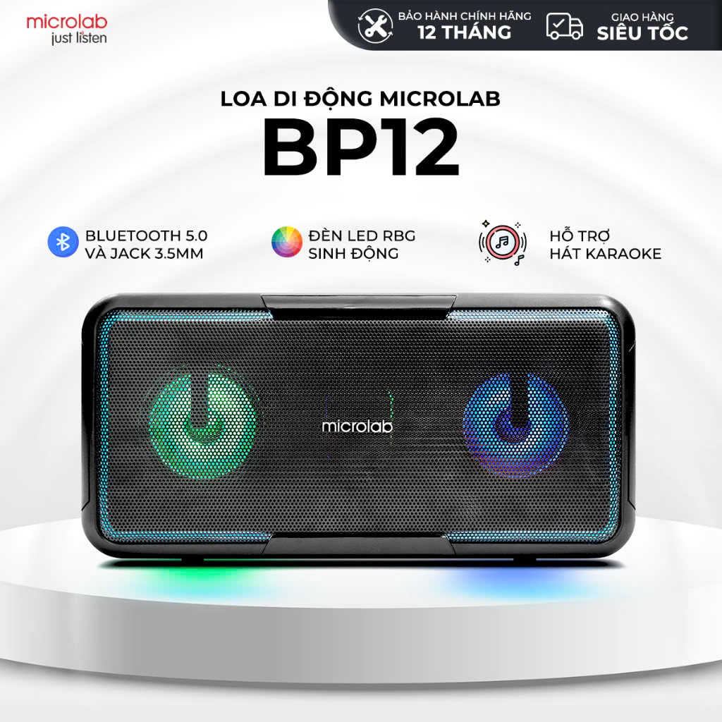 Loa Party Bluetooth Microlab BP12, Công Suất 10W x 2, Pin 1800mAh ...