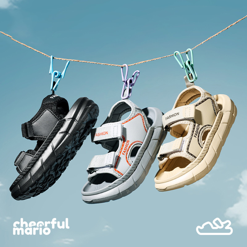 Ceerful Mario Sandals dép quai hậu cho bé trai Vải thoáng khí velcro ...