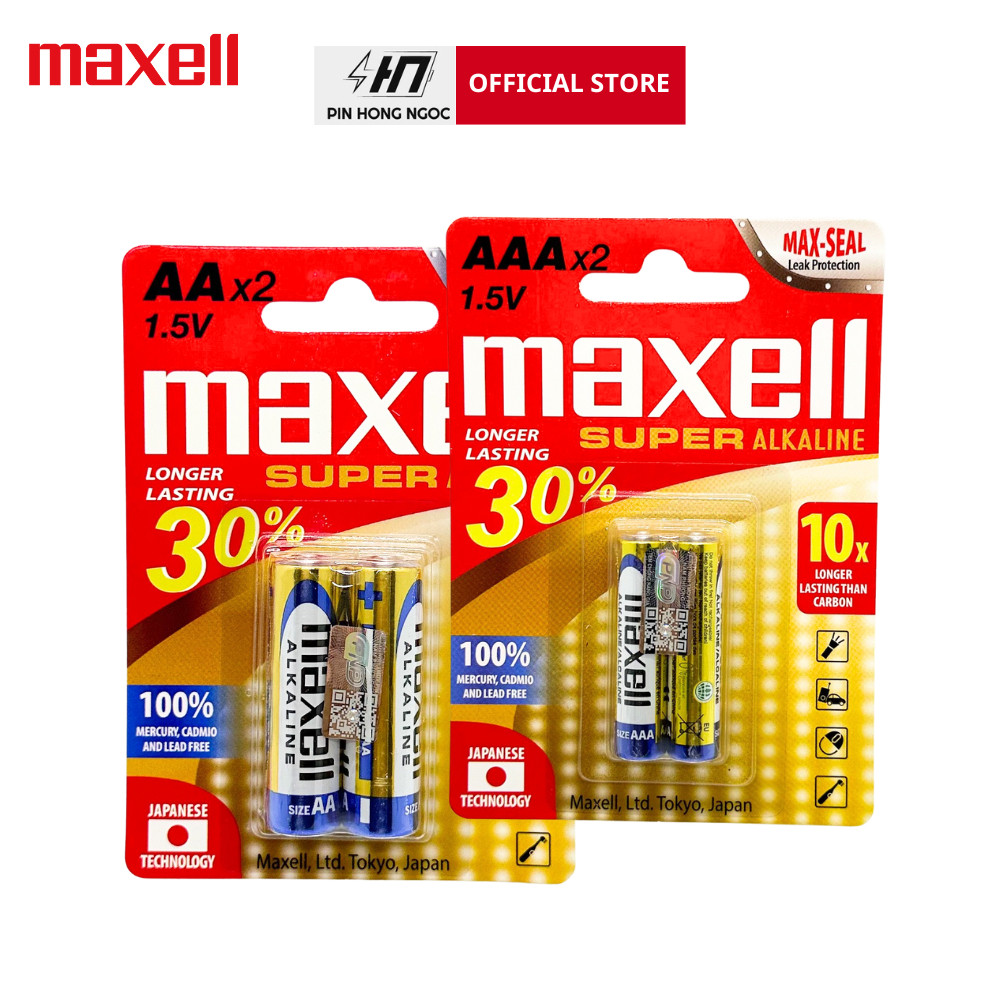 Vỉ 2 Viên Pin AA / Pin AAA Maxell Super Alkaline 1,5V Siêu Bền - Hàng ...