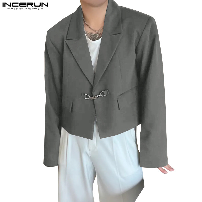 Incerun Nam Thiết kế khóa kim loại thời trang Hàn Quốc Áo Blazer dài ...